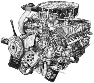 V8 Engine High-Quality Drawing - Drawing Skill
