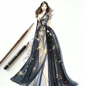 Dress Design Drawing Realistic - Drawing Skill