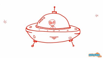 Alien Spaceship Drawing Sketch - Drawing Skill