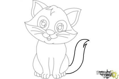 Cartoon Cat Drawing Pic - Drawing Skill