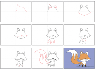 Cartoon Fox Drawing Sketch - Drawing Skill