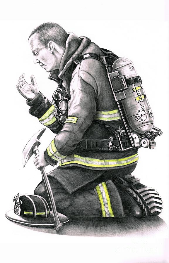 Firefighter Drawing Pic - Drawing Skill