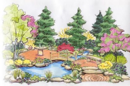 Garden Drawing Beautiful Image - Drawing Skill