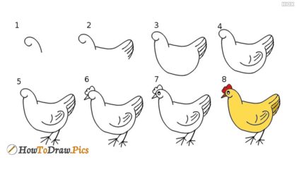 Hen Drawing Realistic - Drawing Skill