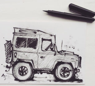 Land Rover Art Drawing - Drawing Skill