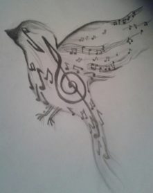 Music Bird Drawing Sketch - Drawing Skill