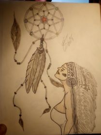 Feather Head Band Girl Drawing - Drawing Skill