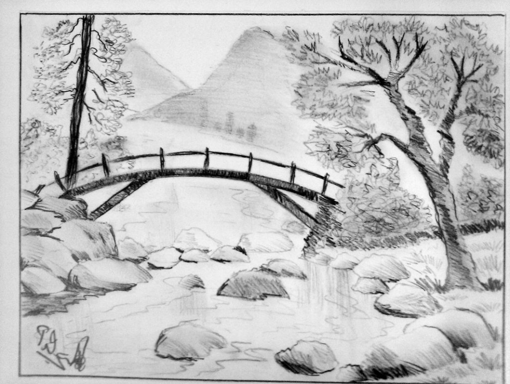 Landscape Sketch Drawing Beautiful Art Drawing Skill