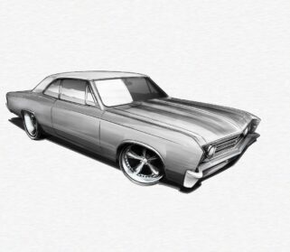 Muscle Car Drawing Beautiful Image - Drawing Skill