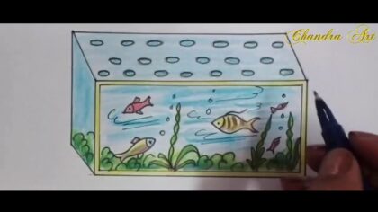 Fish Tank Drawing Realistic - Drawing Skill