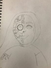 Half Human Half Robot Drawing Beautiful Image - Drawing Skill