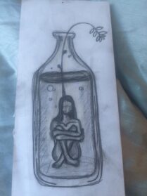 Trapped in The Bottle Drawing - Drawing Skill